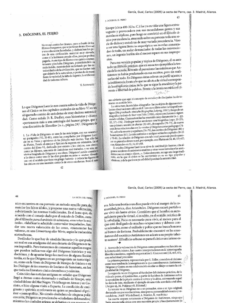 La Secta Del Perro Cap 3 Diogenes El Cínico | PDF | Libros para ...