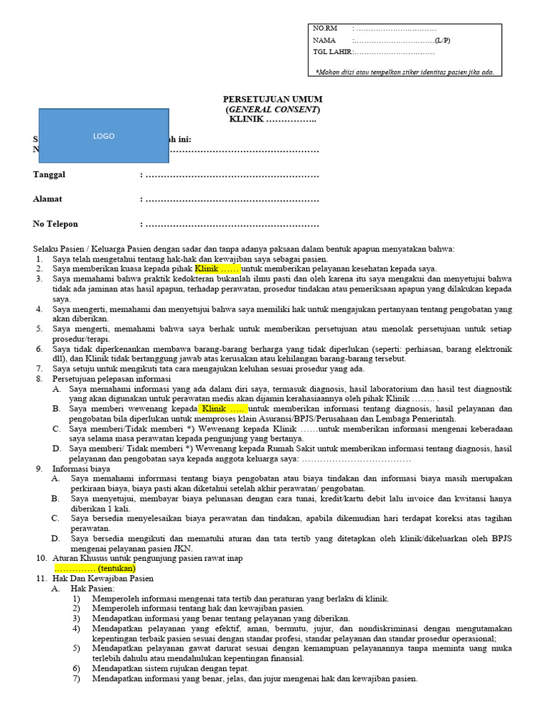 Persetujuan Umum (General Consent) | PDF