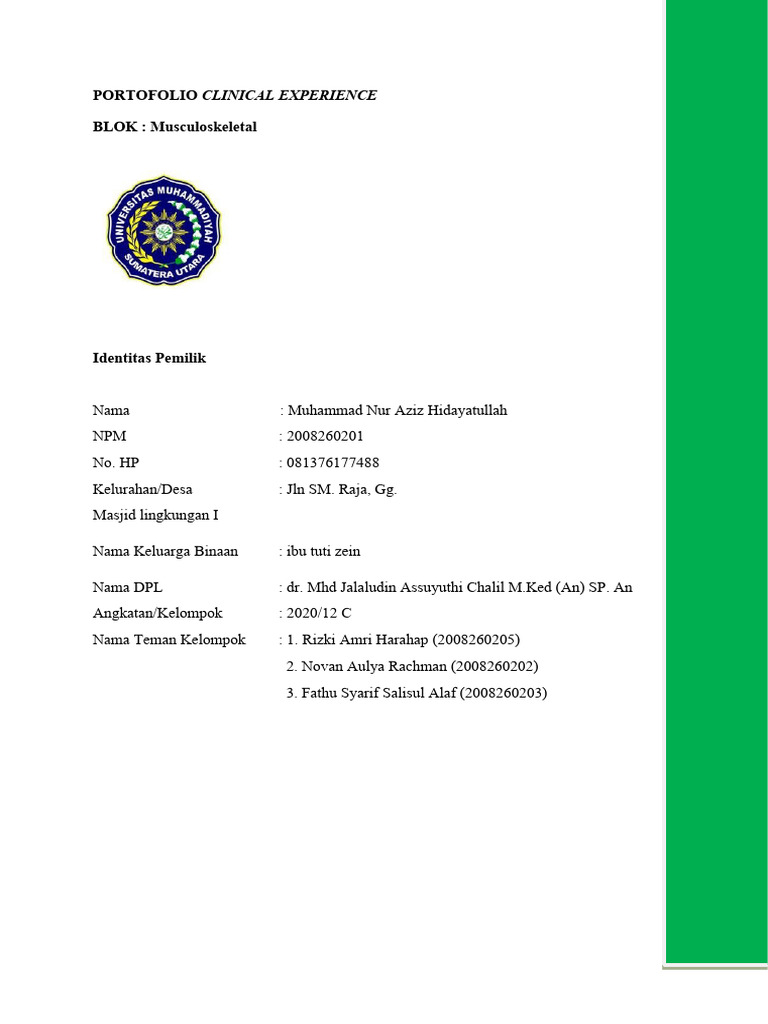 PORTOFOLIO CE Muhammad Nur Aziz Hidayatullah Blok Musculoskletal | PDF