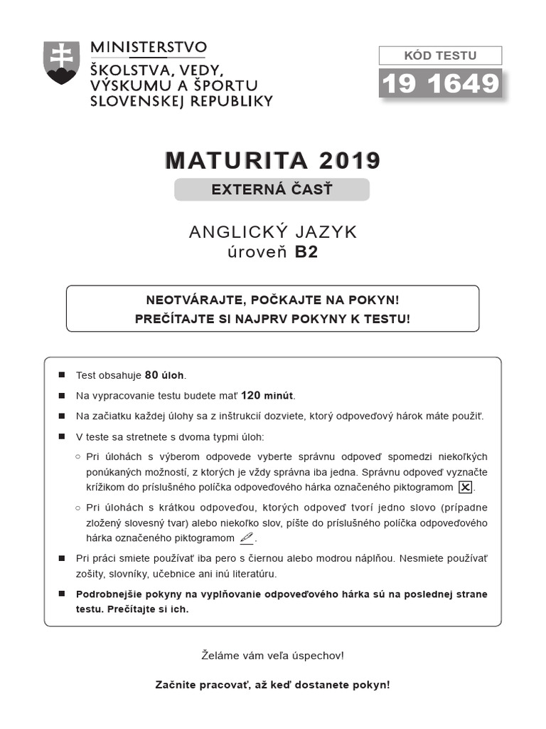 Maturita 2019 | PDF