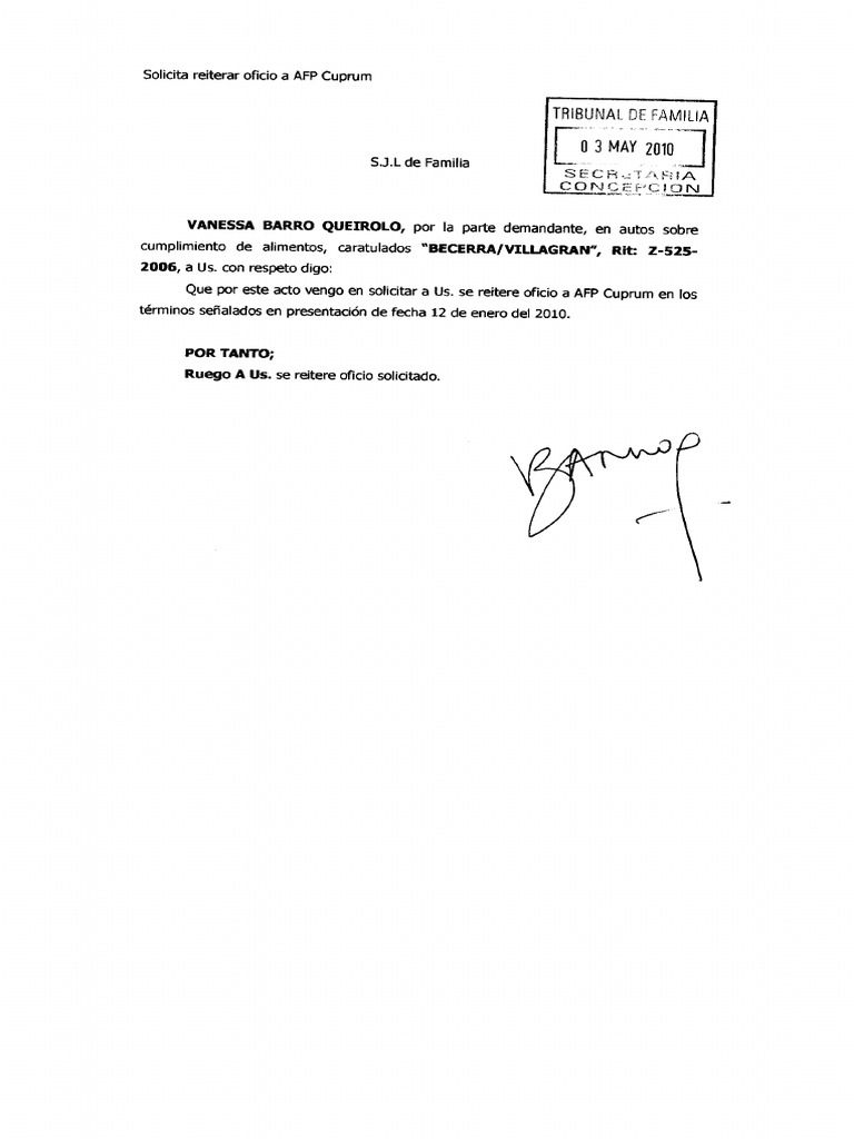 Solicitud Reiterar Oficio A Afp | PDF