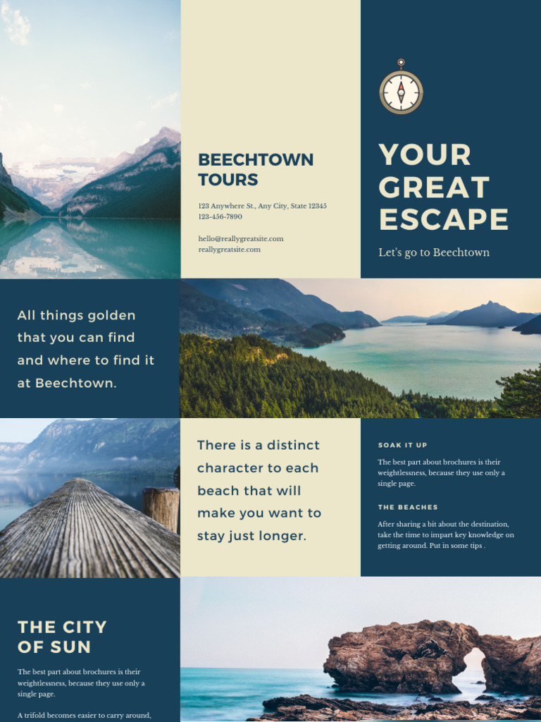 Navy Blue and Beige Nature Travel Trifold Brochure | PDF