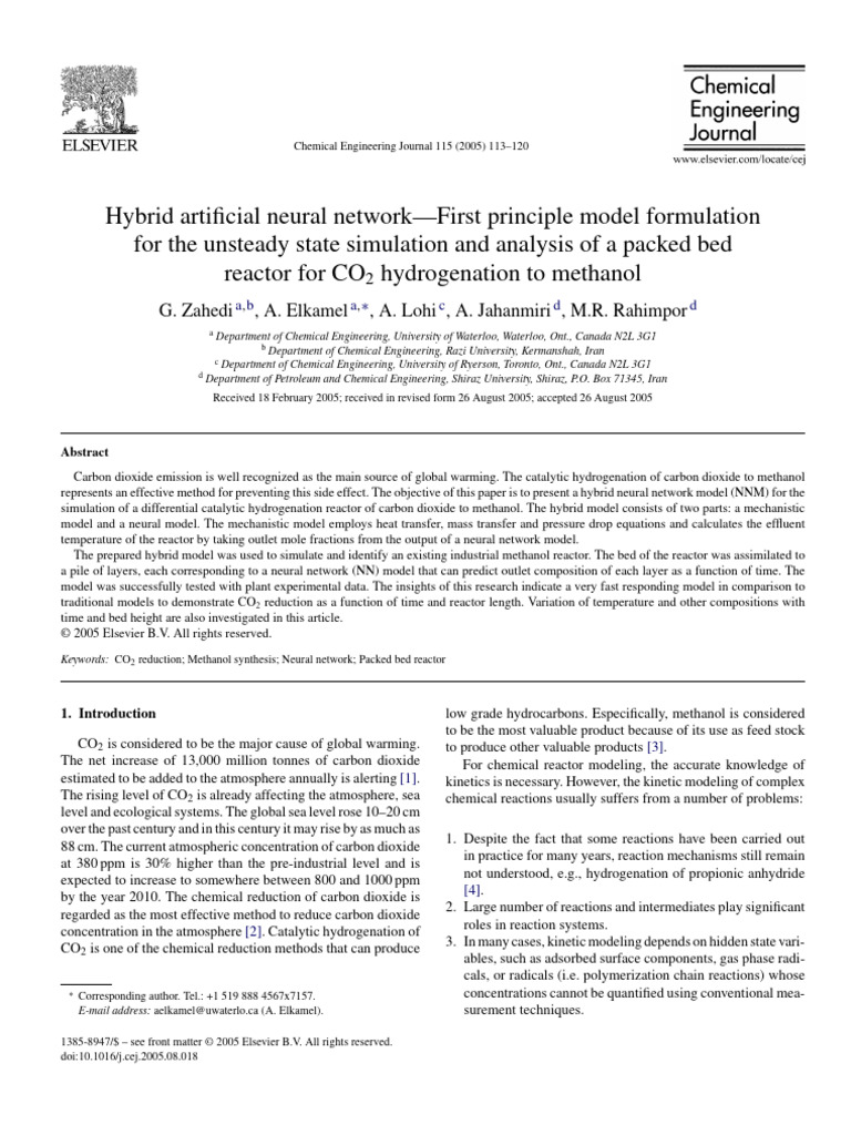 Hybrid Artificial Neural Network First Principle Model Formul - 2005 - Chemical | PDF