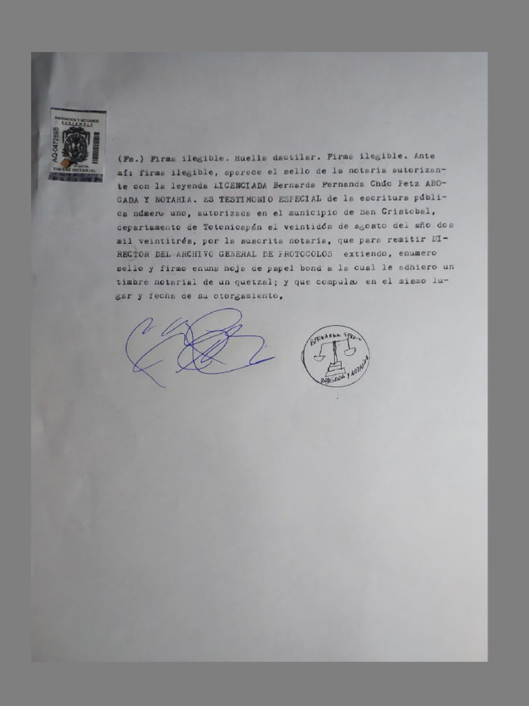 Testimonio especial y de depositario Notarial | PDF