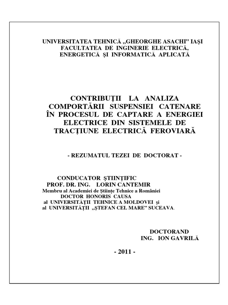 Rezumat Teza de Doctorat Ion Gavrila | PDF