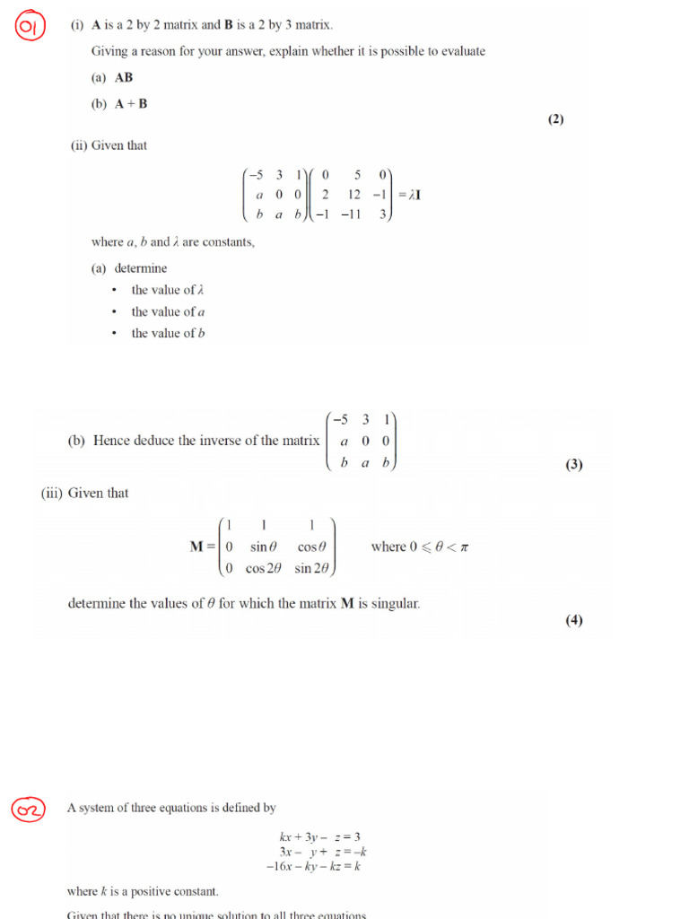 Matrices and Solid of Revolution PEQ | PDF