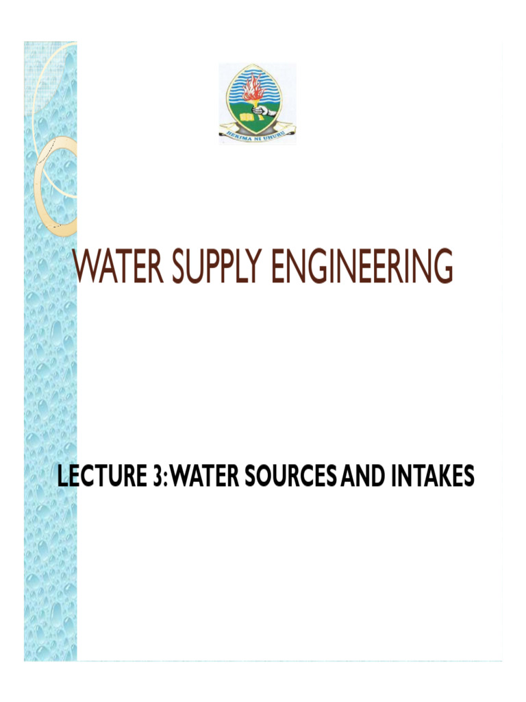 Water Sources and Intakes Overview | PDF | Water | Reclaimed Water