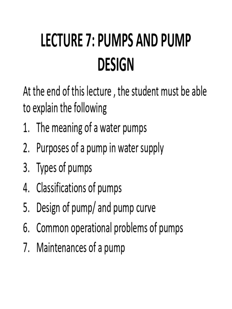 LECTURE 6-7 PUMPS AND PUMP DESIGN | PDF | Pump | Corrosion