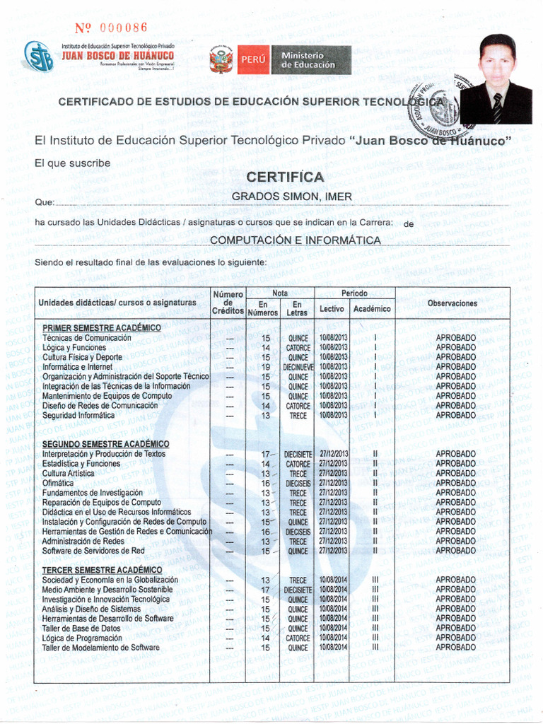 Certificado de Estudio Tecnico Superior | PDF