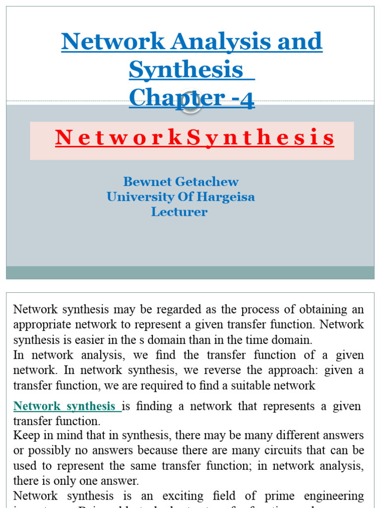 Chapter 4 Network Synthesis | PDF