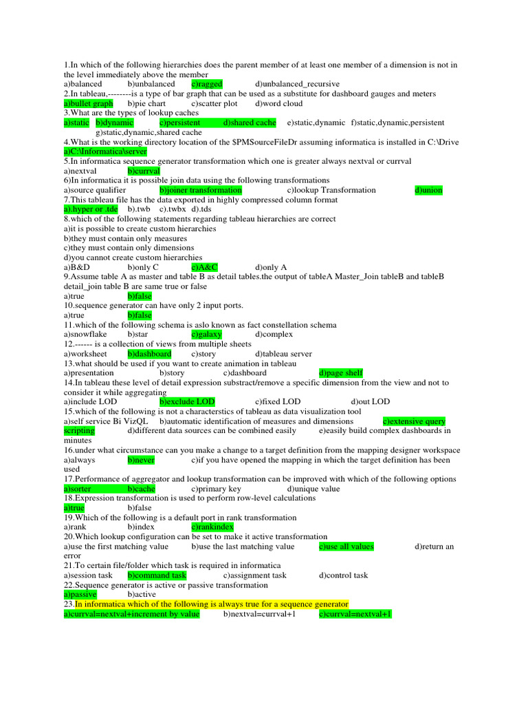 Informatica MCQ | PDF | Data Warehouse | Cluster Analysis
