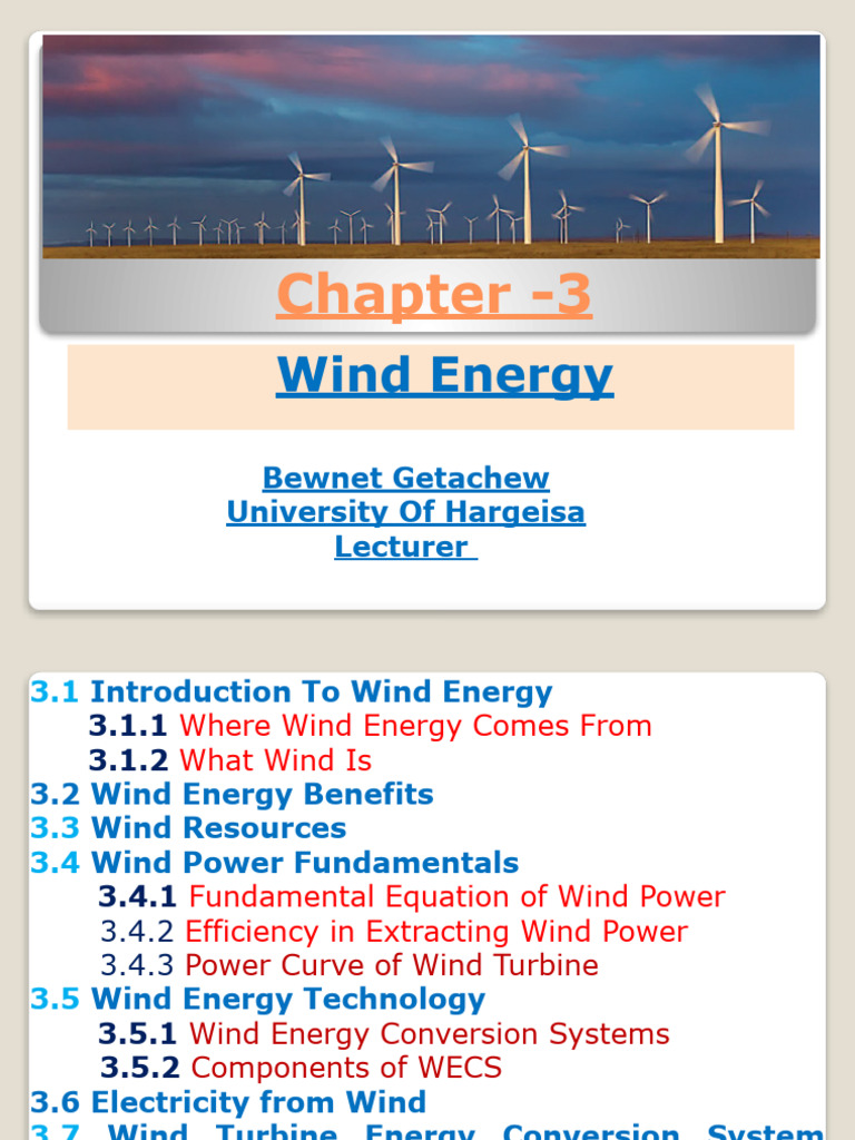 Chapter 3 Wind Energy | PDF