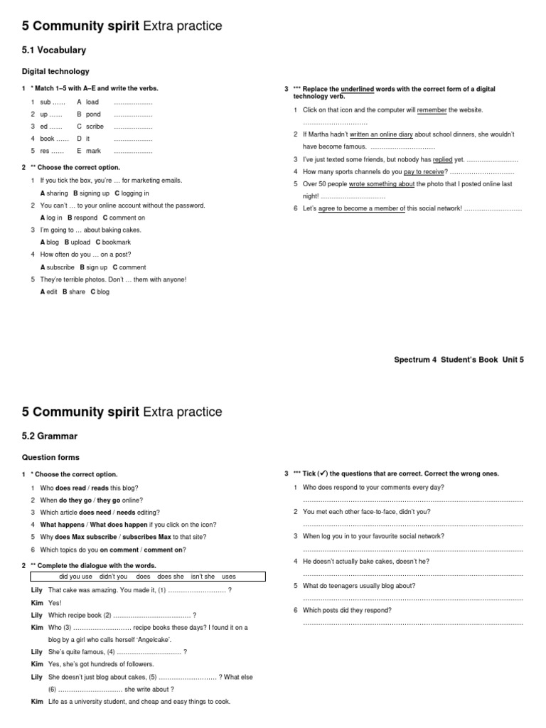 Extra Practice U5 | PDF | Ellipsis | Human Communication