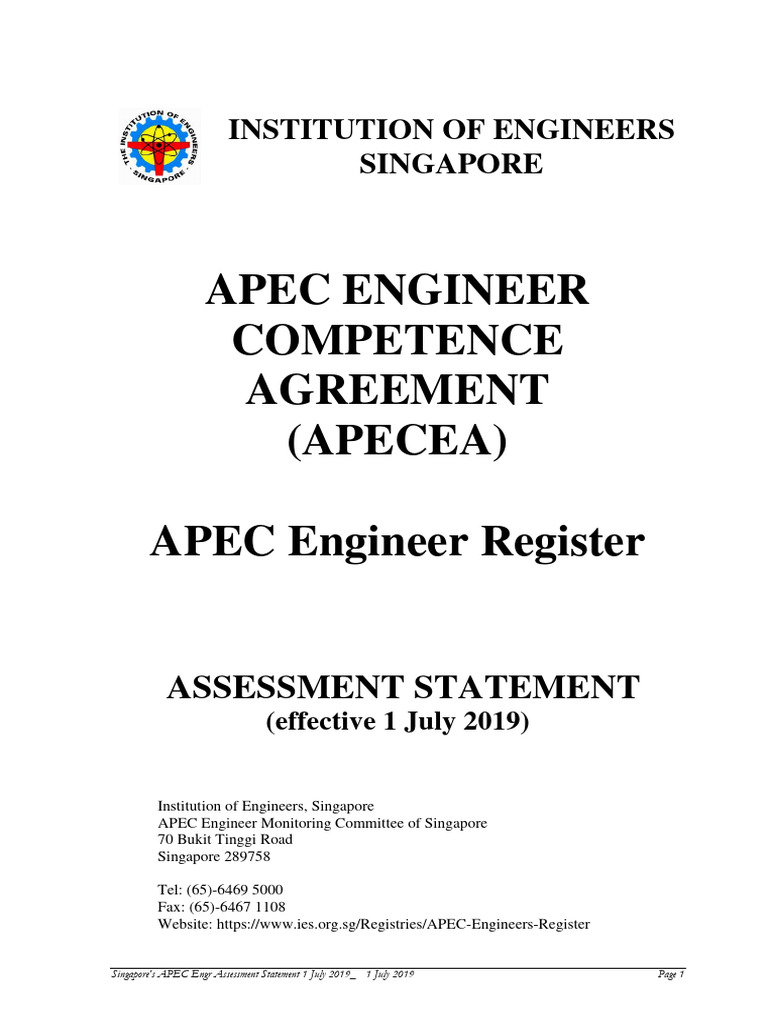 SG-APEC Engr Assessment Statement 010719 | PDF | Engineering | Engineer