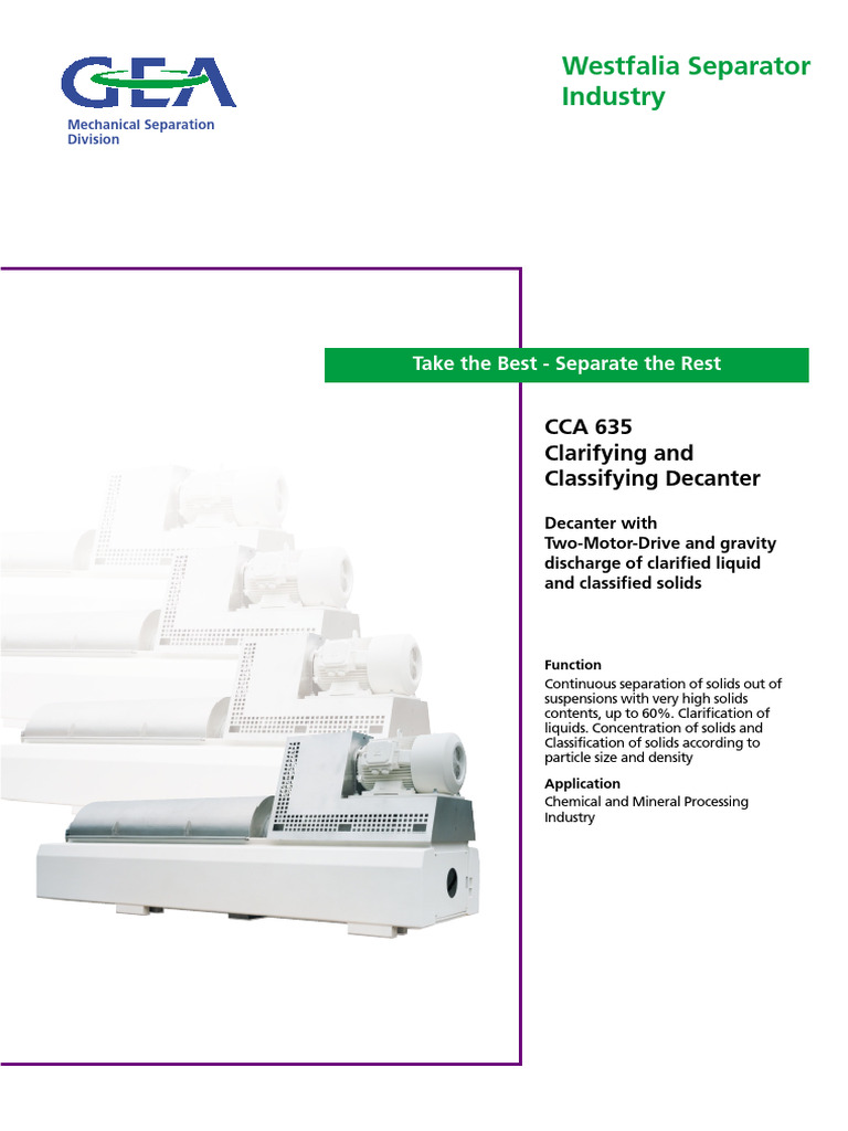 CCA 635 Decanter: High-Efficiency Separation | PDF | Chemistry ...
