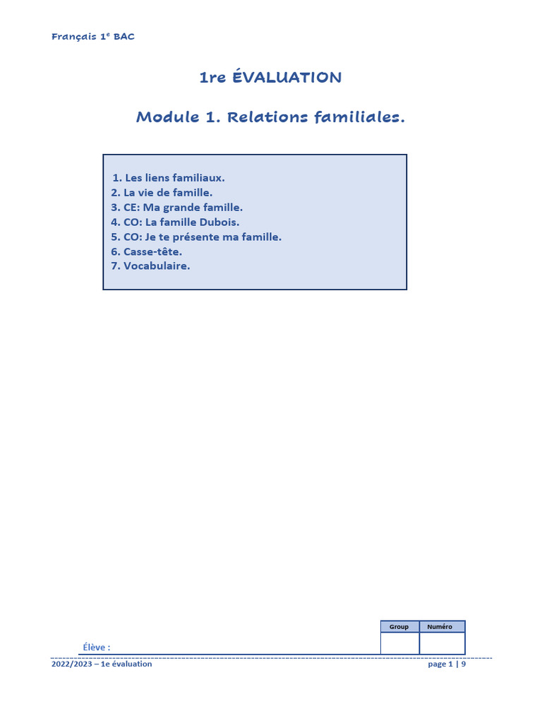 Module 1_Relations Familiales | PDF