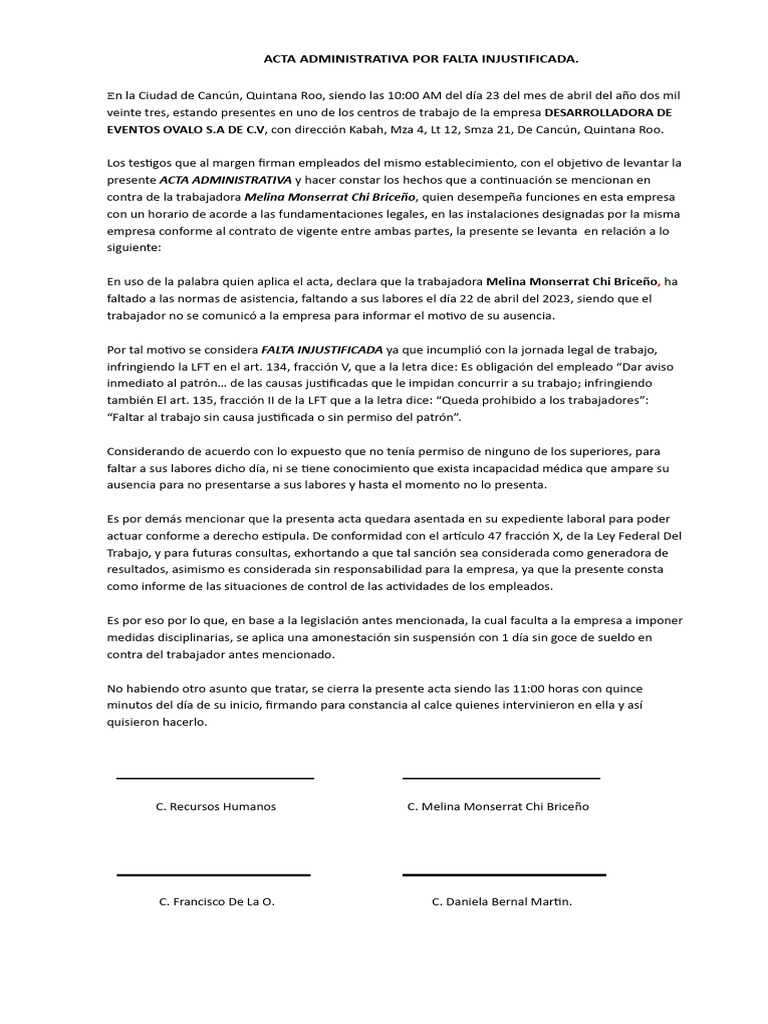 Acta Administrativa | PDF
