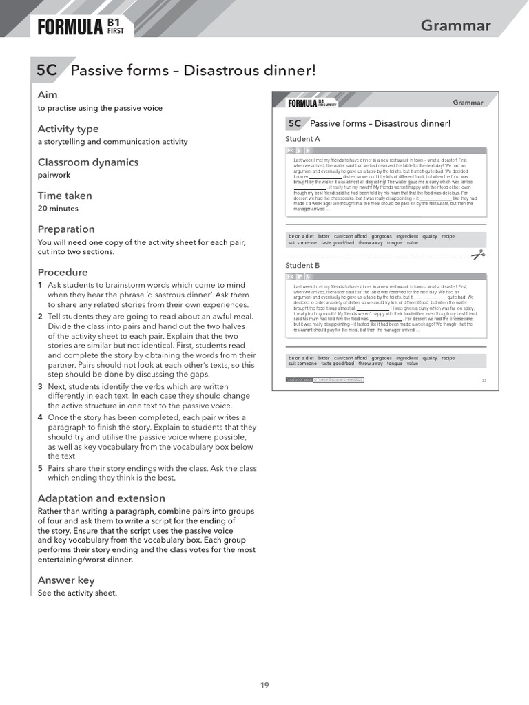 Passive Voice Activity: Disastrous Dinner | PDF