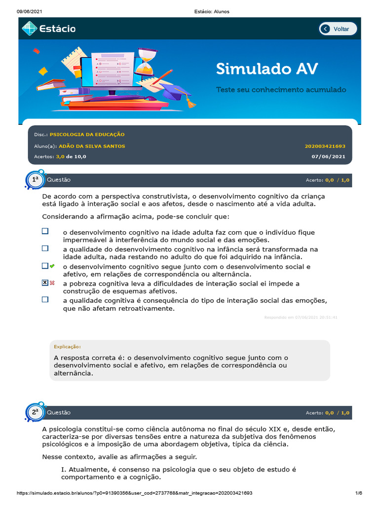 Simul 2 - Psicologia Educ | PDF