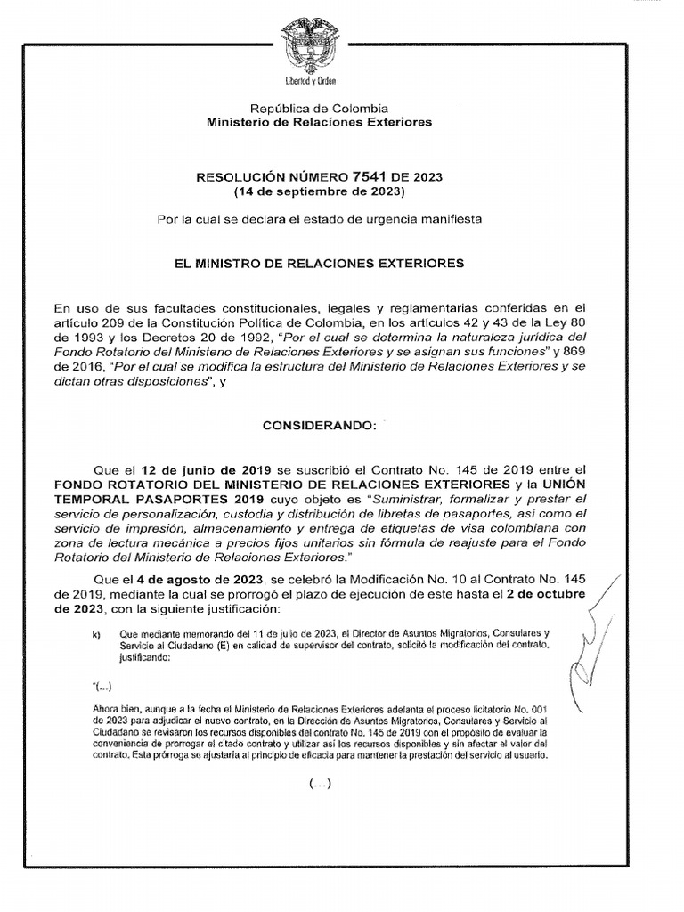 Resolución No. 7541 14-09-2023 | PDF