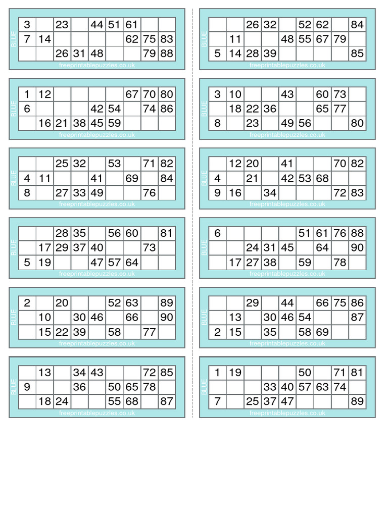 20 Books 90 Ball Bingo | PDF