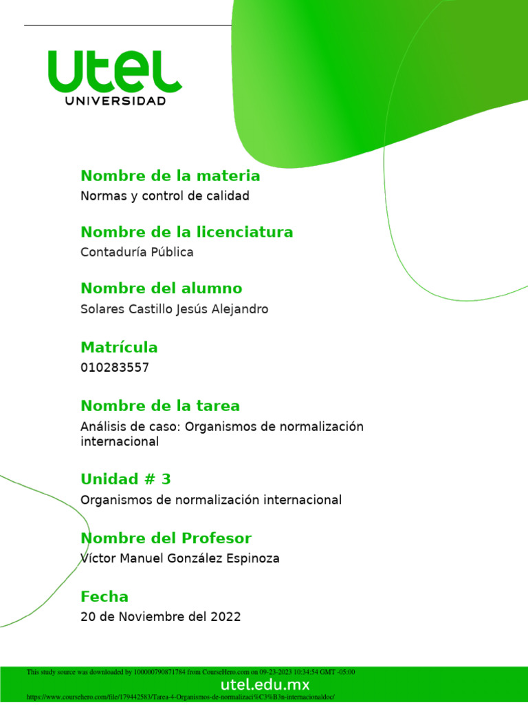 Tarea 4 Organismos de Normalizaci N Internacional | PDF | Calidad (comercial) | Business