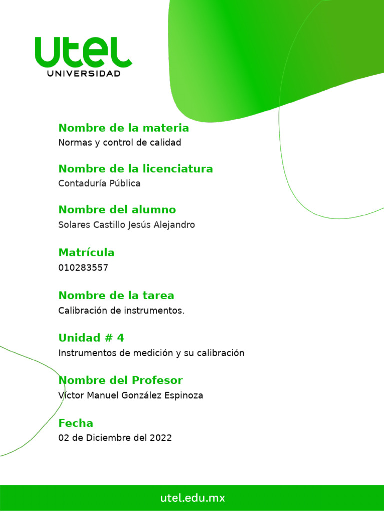 Tarea 6 Calibraci N de Instrumentos | PDF