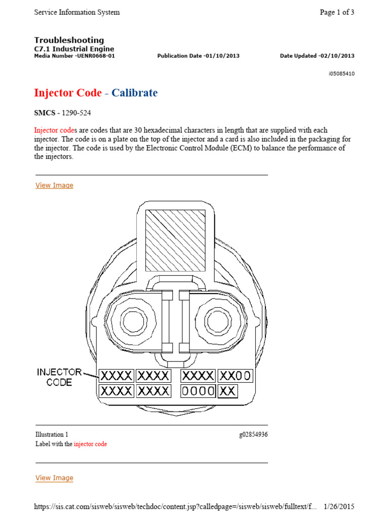 UENR0668-01 SMCS - 1290-524 Injector Code Cal PDF | PDF