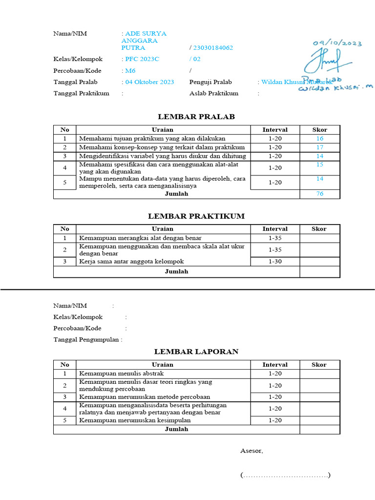 Lembar Pra Lab PFC 2023 | PDF