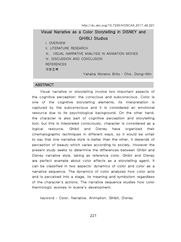 Visual Narrative As A Color Storytelling in DISNEY and GHIBLI Studios | PDF