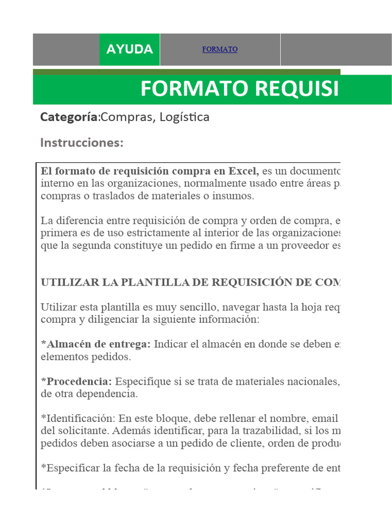 Formato Requisición de Compra - XLSM | PDF | Microsoft Excel | Software