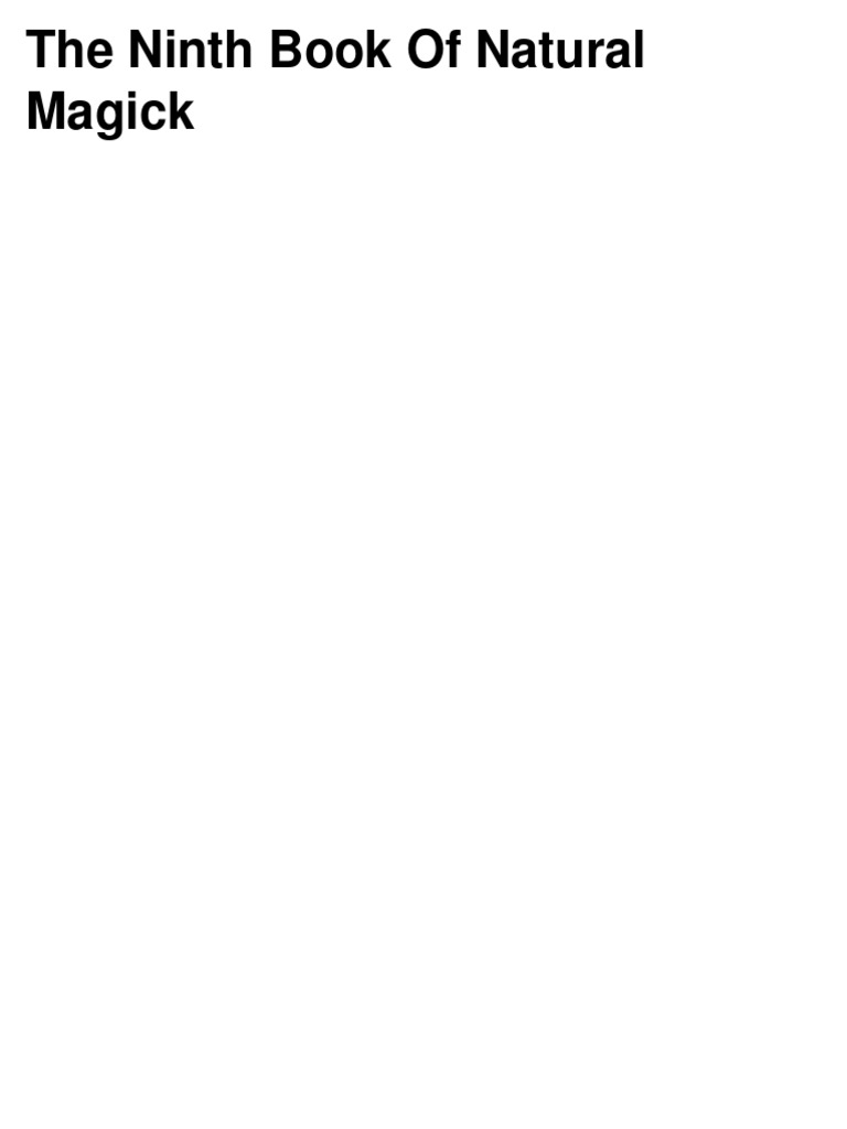 The Ninth Book of Natural Magick | PDF | Pearl | Water