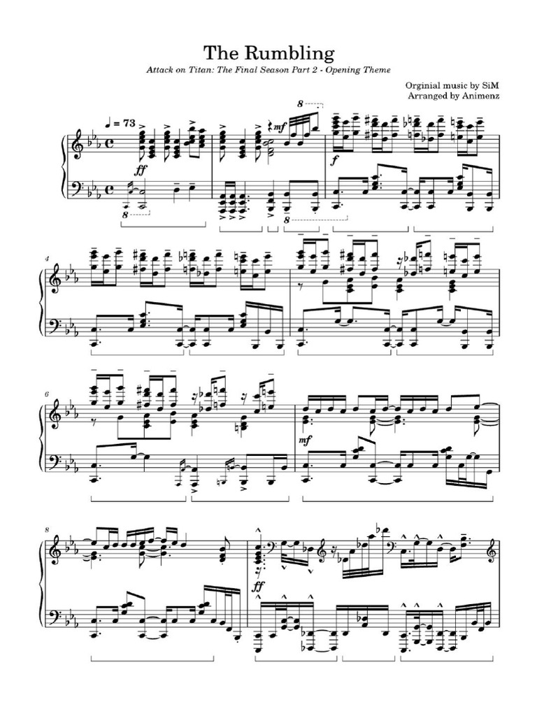 The Rumbling (AoT) Piano Solo | PDF