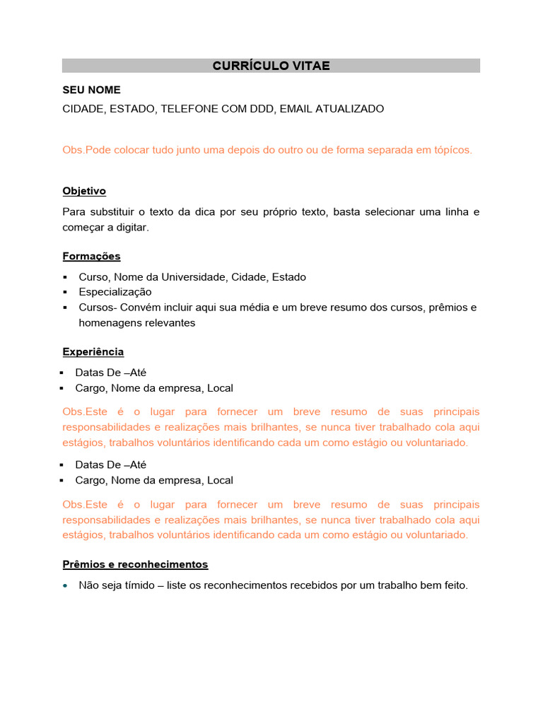 Modelo de Curriculo Assistente Social | PDF