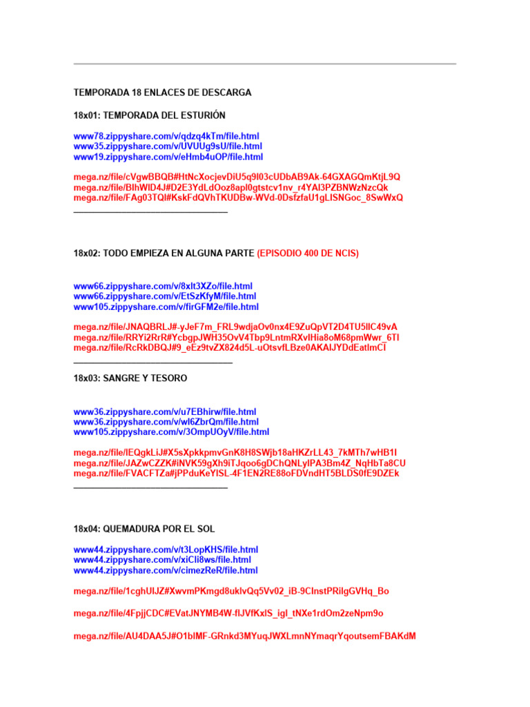 Ncis Temporada 18 Enlaces de Descarga | PDF