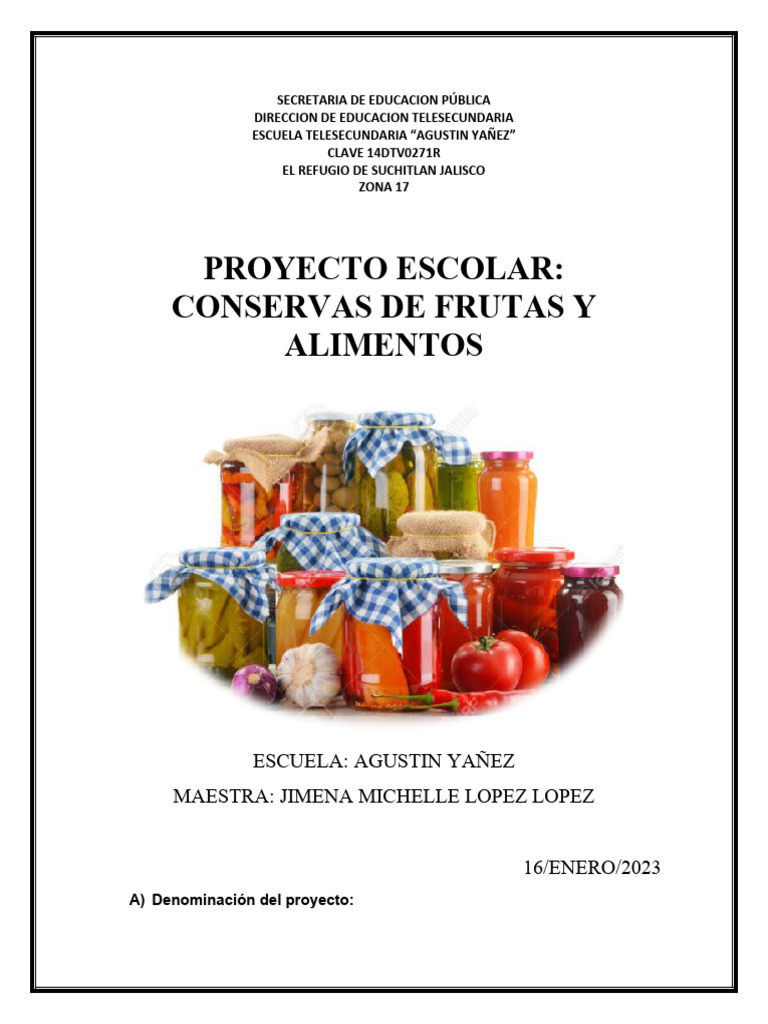 Proyecto Conservas | PDF | Alimentos | Vegetales