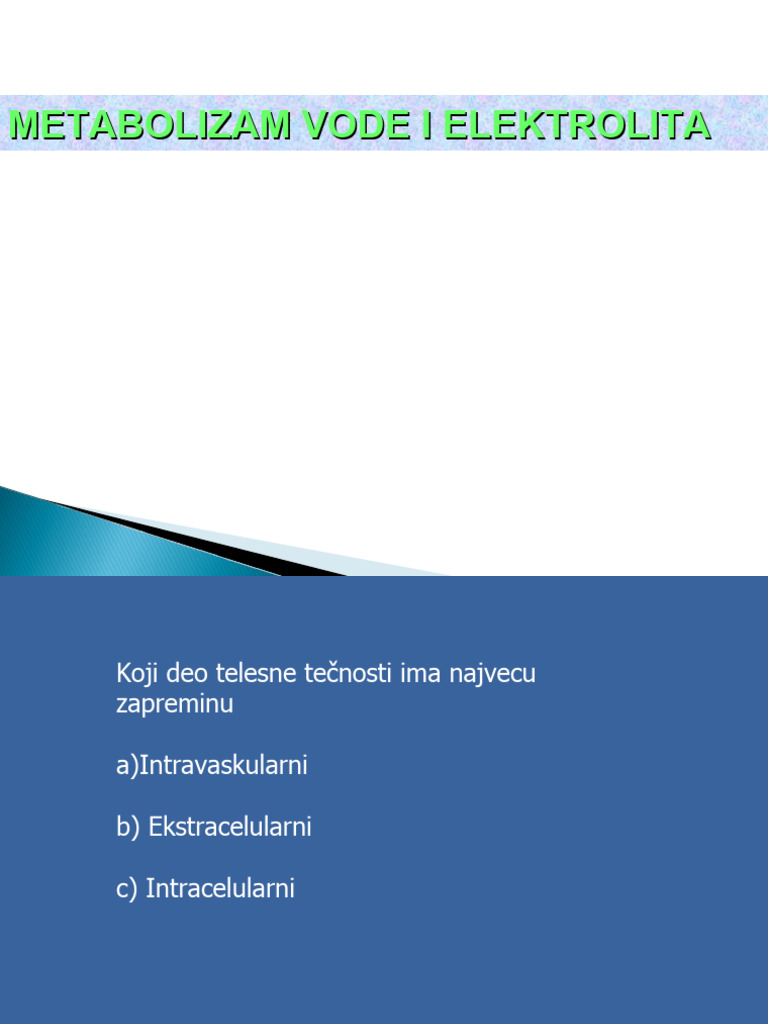 Poremecaj metabolizma vode, natrijuma i kalijuma | PDF