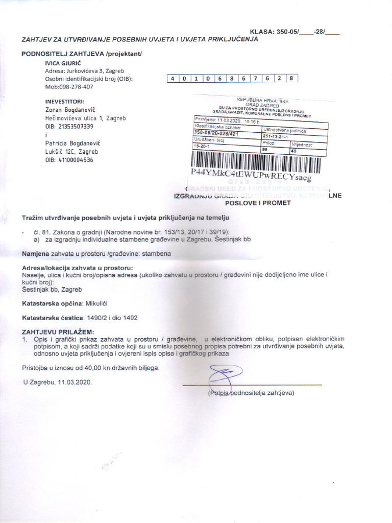 Zahtjev Za Posebne Uvjete | PDF