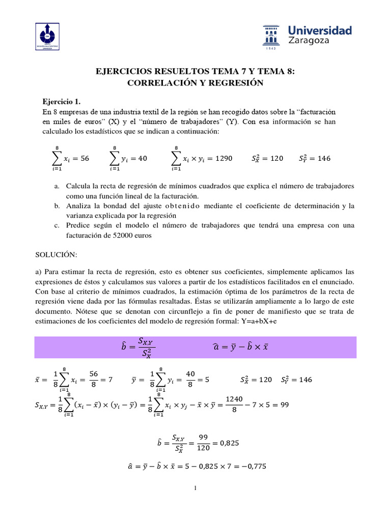 Ejercicios 19.sep | PDF | Regresión lineal | Mínimos cuadrados