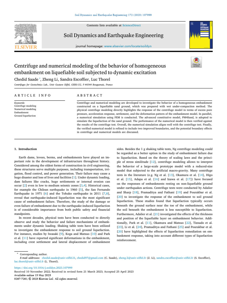 Centrifuge & Numerical Modeling of Embankments on Liquefiable Soil | PDF | Teaching Methods ...