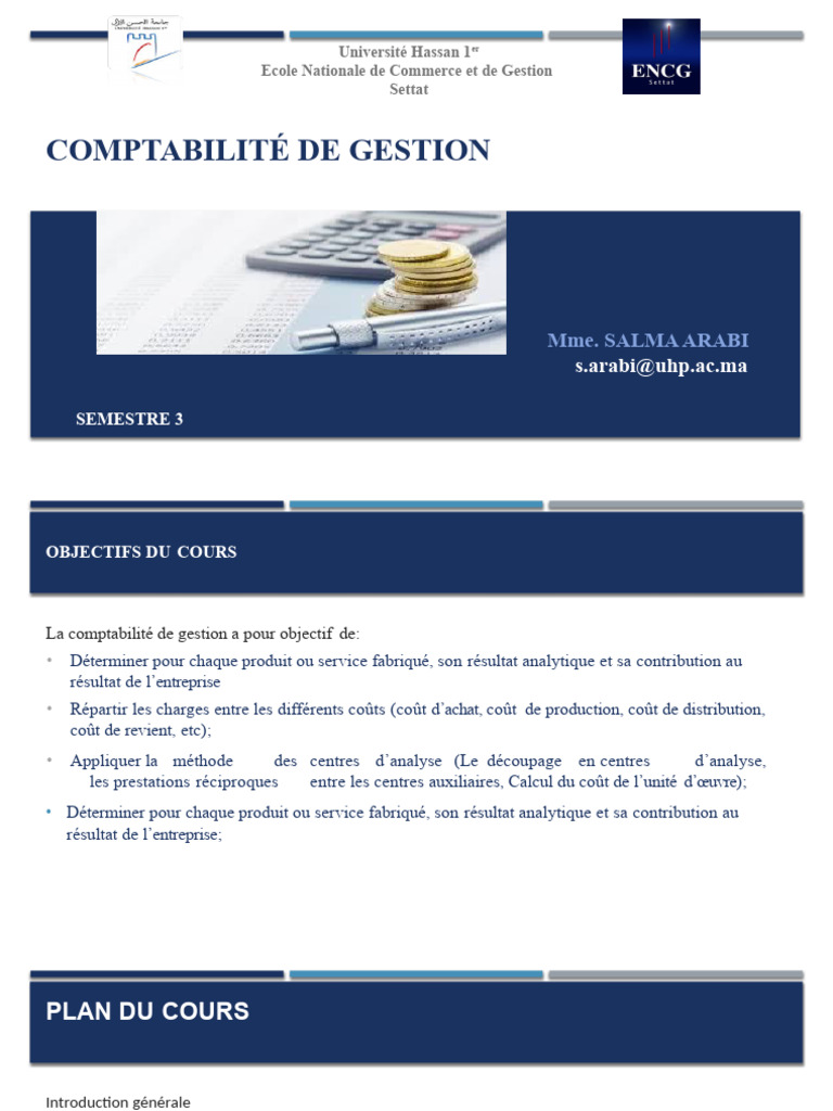 Compta de Gestion 1 S3 Cours | PDF | Dépréciation | Comptabilité
