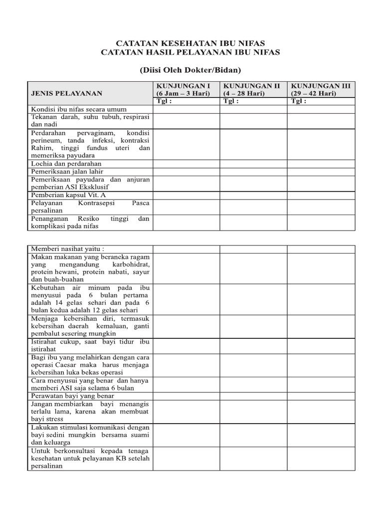 49 Catatan Kesehatan Ibu Nifas | PDF