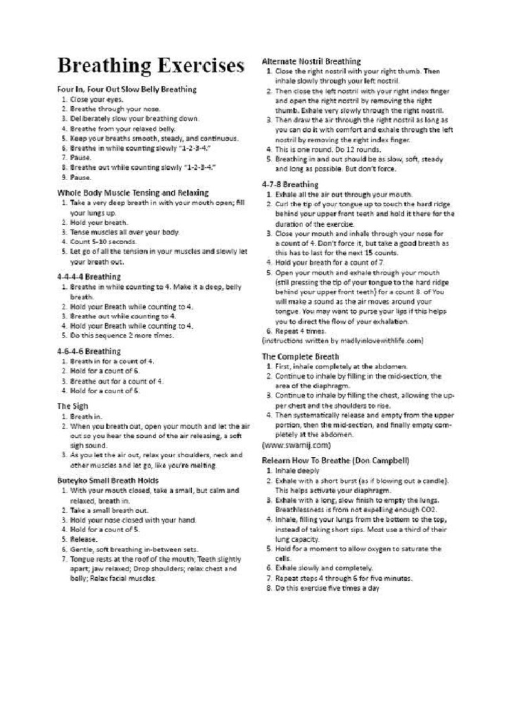 Breathing Exercises | PDF