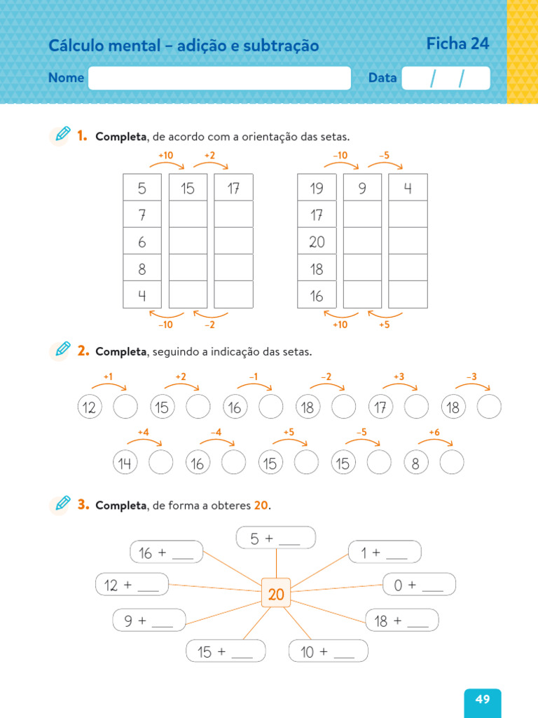 Ficha Cálculo Mental | PDF