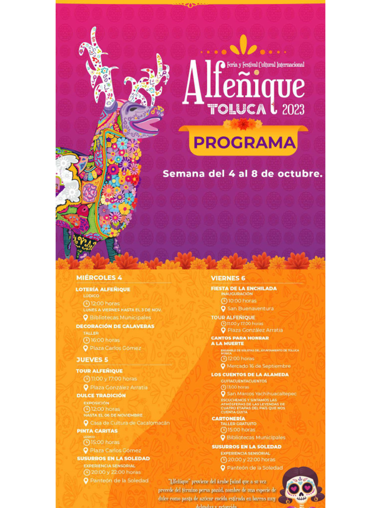 Feria Del Alfeñique 2023, Este Es El Programa de Actividades para Este Fin de Semana | PDF