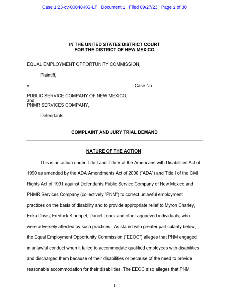 Complaint against PNM by EOCC | PDF