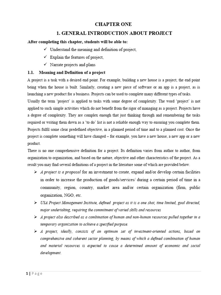 Chapter One 1. General Introduction About Project: After Completing ...
