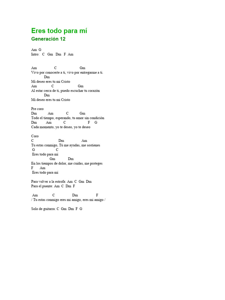 Eres Todo para Mí - Acordes | PDF