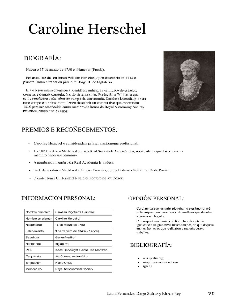 Trabajo Caroline Herschel | PDF