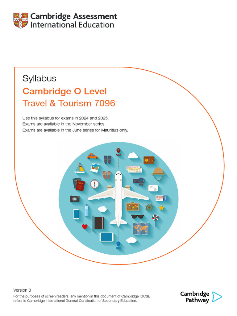 Syllabus: Cambridge O Level Travel & Tourism 7096 | PDF